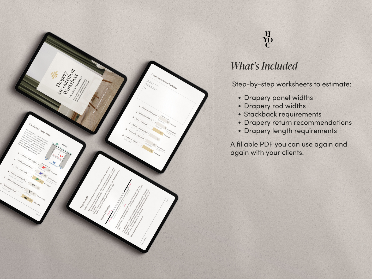 Drapery Measurement Worksheet for Interior Designers | HYDC